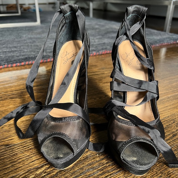 Colin Stuart | Shoes | Black Mesh With Ties Colin Stuart High Heels ...